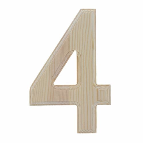 Unfinished Wooden Arial Font Number 4 (Four) 6.25 Inches - Walmart.com