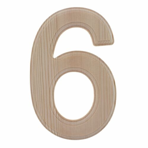 Unfinished Wooden Arial Font Number 6 (Six) 6.25 Inches - Walmart.com