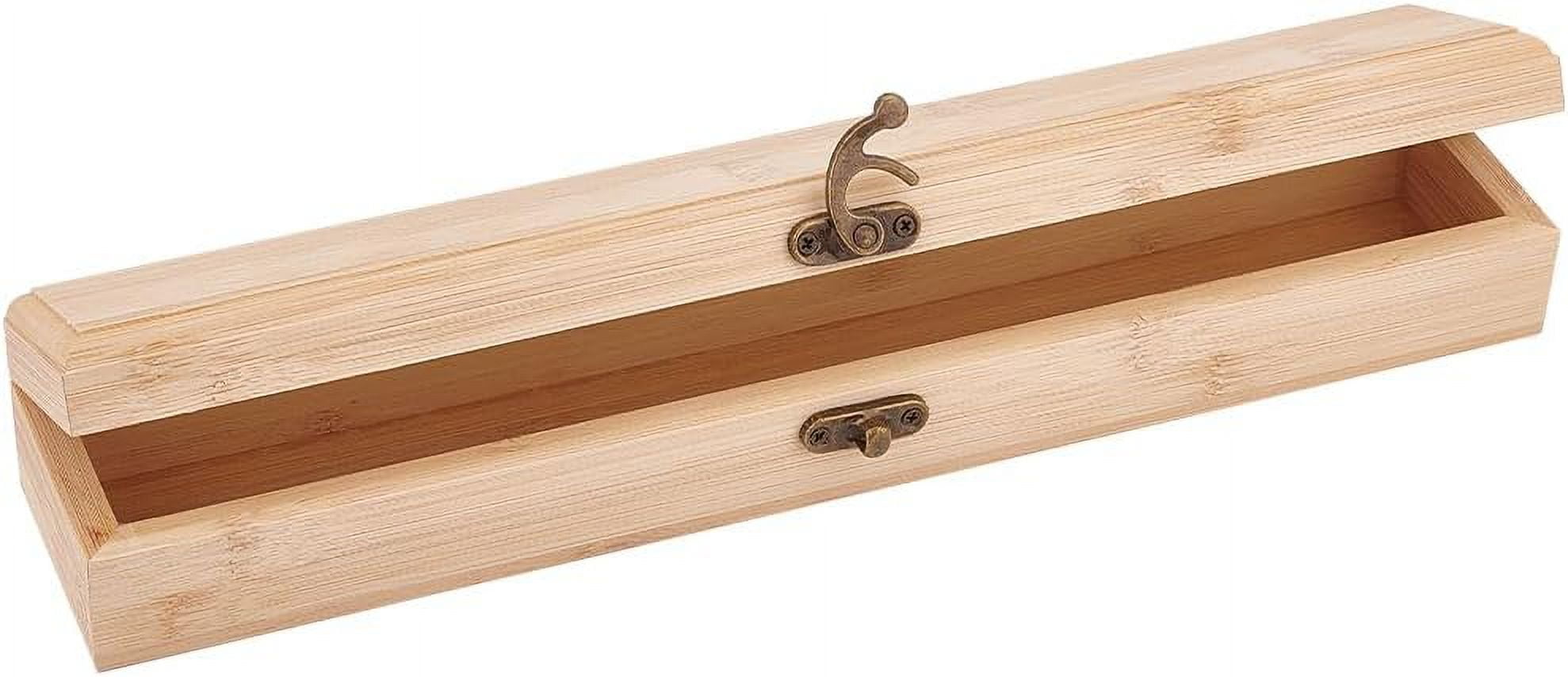 Unfinished Wooden Box - 12x2.2x1.8 Inch Rectangular Pencil Bamboo ...