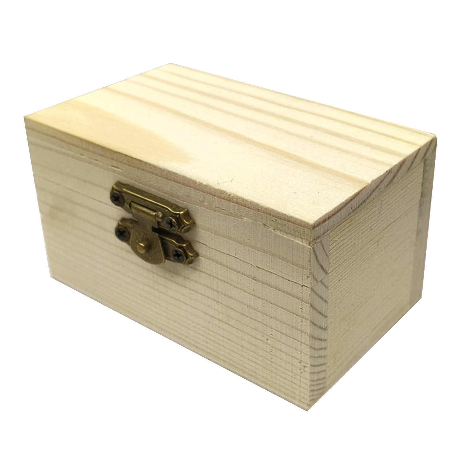 Unfinished Wooden Box DIY Pine Wood Treasure Chest with Locking Clasp ...