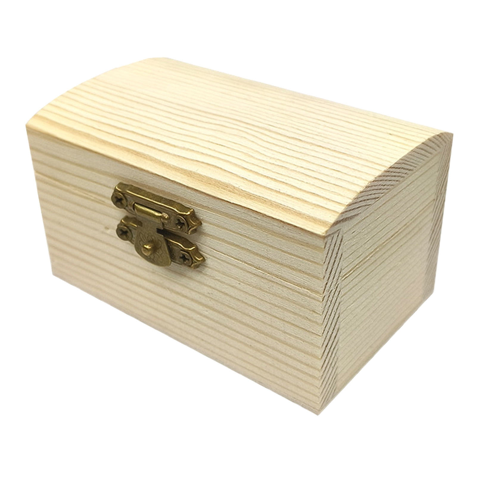 Unfinished Wooden Box DIY Pine Wood Treasure Chest with Locking Clasp ...