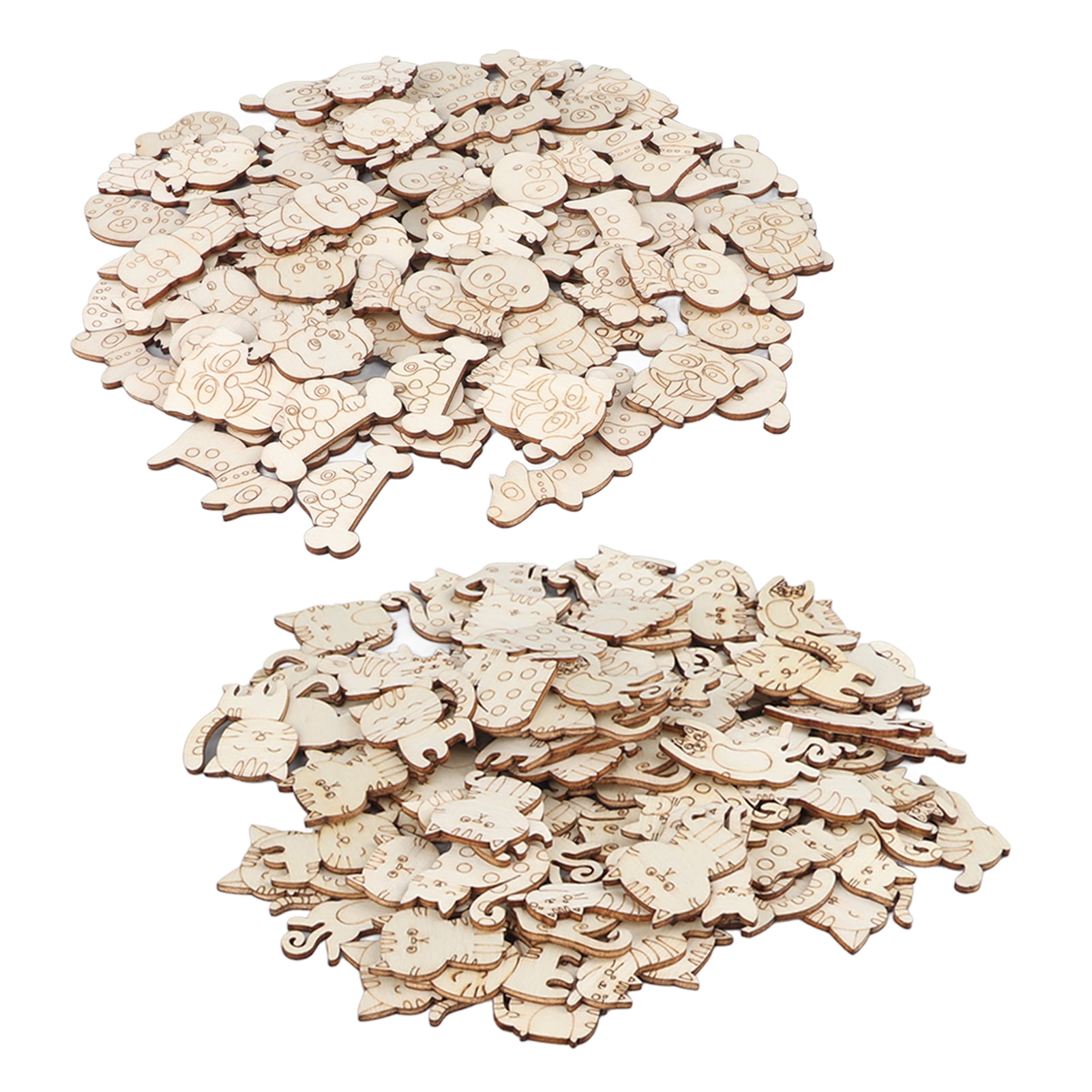 Unfinished Wooden Cat Chips,Empty Wooden Cat Dog Ornaments,200pcs ...