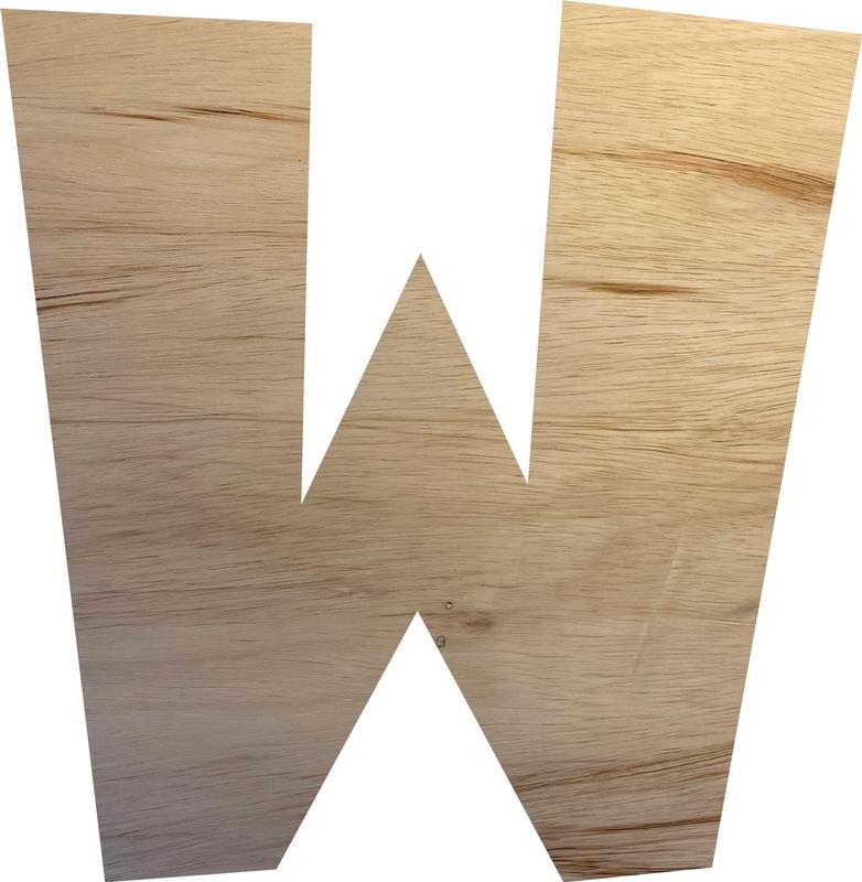 Unfinished Wooden Craft W, Wood Letter 22'' Tall Wall Hanging Sign ...