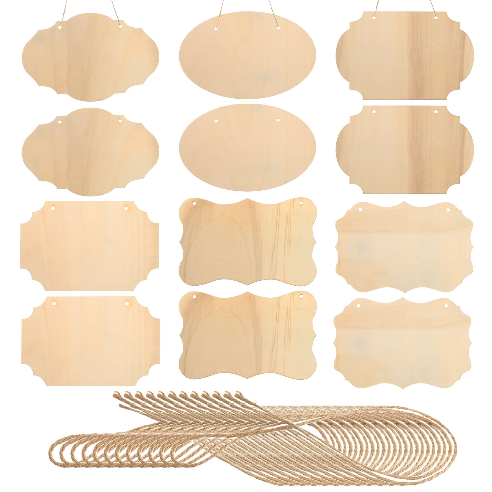 Unfinished Wooden Crafts, Rectangle Shaped Wood Signs with Strings ...