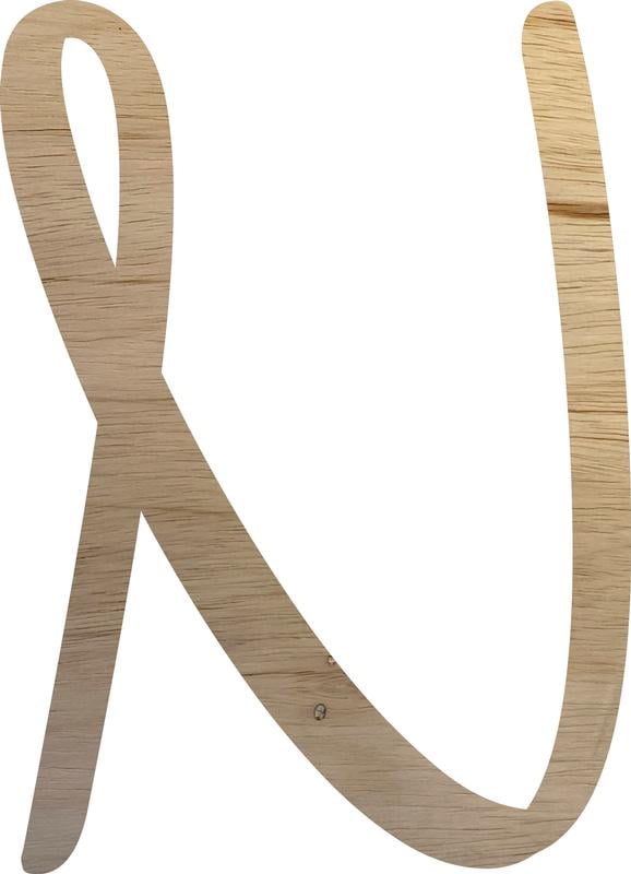Unfinished Wooden Cursive Letter N, Real Wood Material 8'' Tall ...