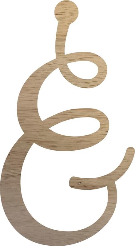 Unfinished Wooden Cursive Letter &, Real Wood Material 8'' Tall ...