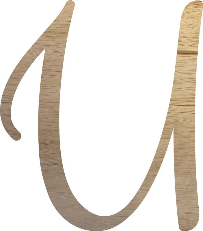 Unfinished Wooden Cursive Letter U, Real Wood Material 8'' Tall ...