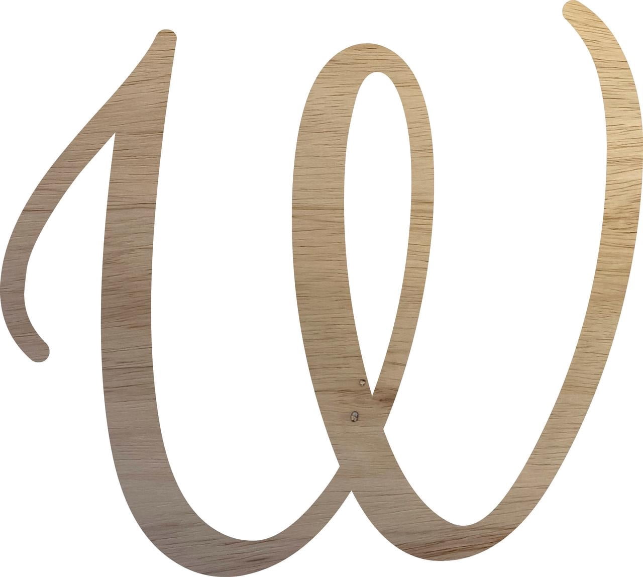 Unfinished Wooden Cursive Letter W, Real Wood Material 8'' Tall ...