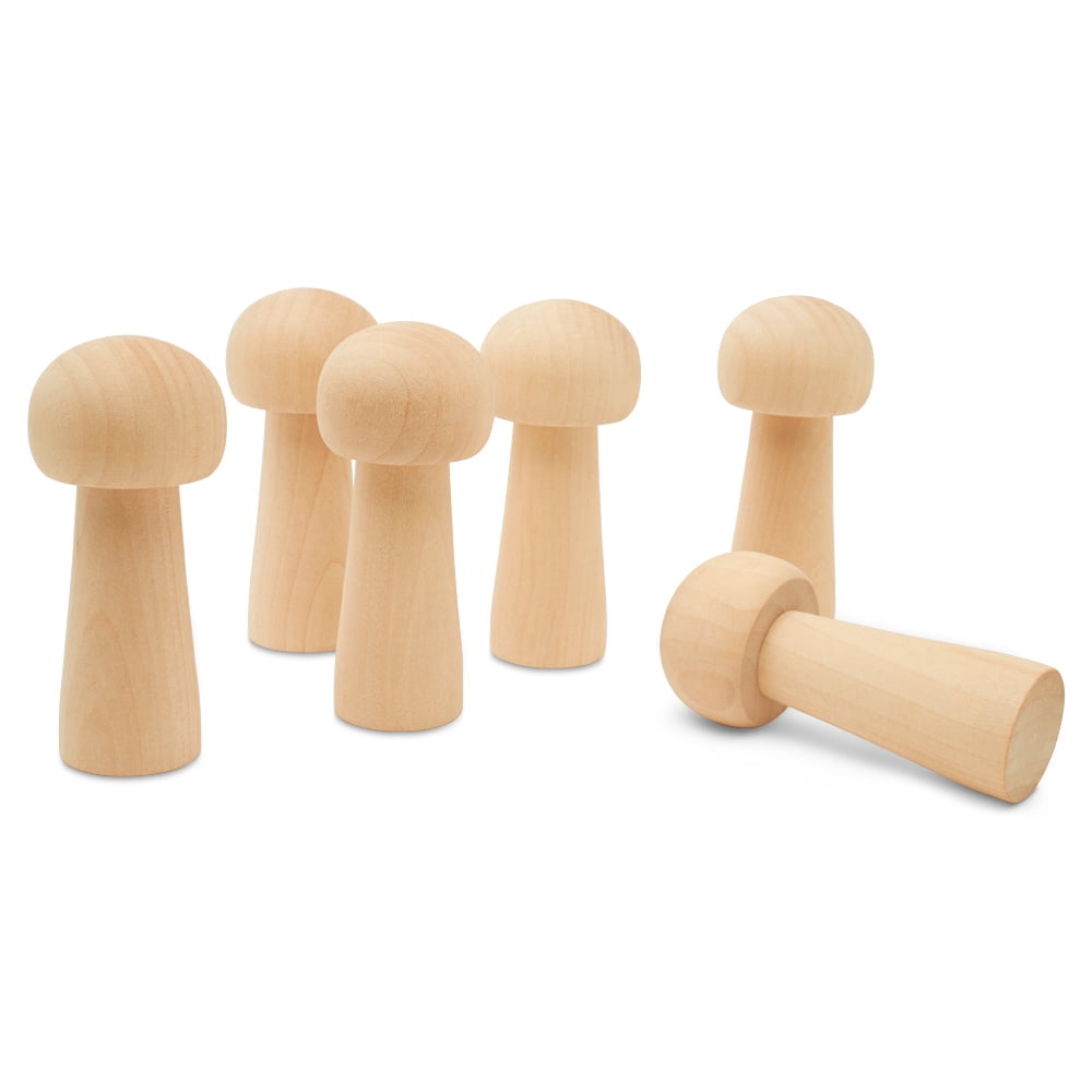 Unfinished Wooden Mushroom Shapes for Crafts, Pack of 10 3-1/2" Wood ...