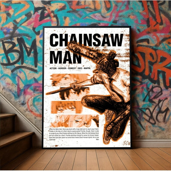 (Unframed) Chainsaw Man Poster, Anime Manga Wall Art Print, Japanese ...