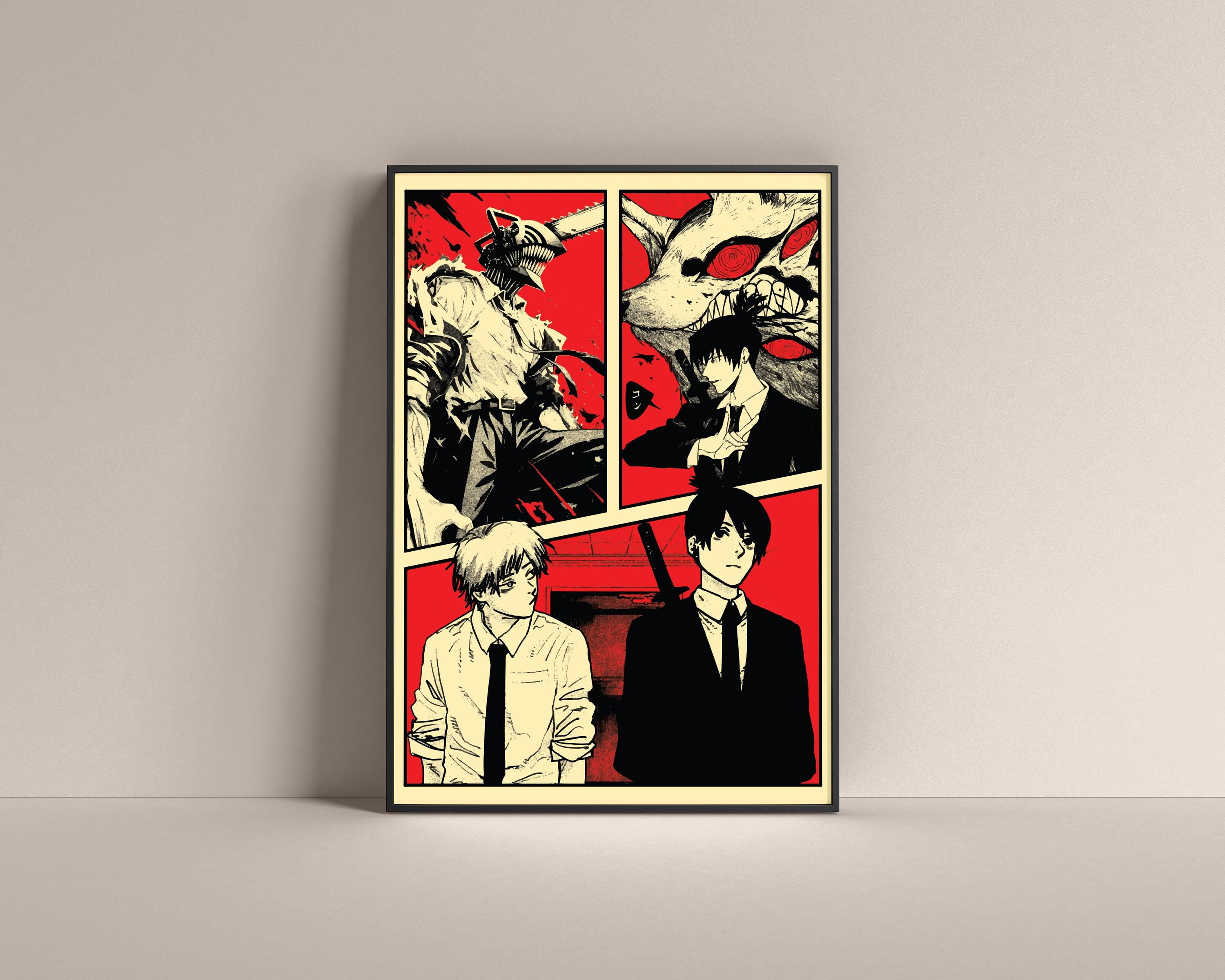 (Unframed) Chainsaw man anime: Denji and Aki hayakawa manga panel wall ...