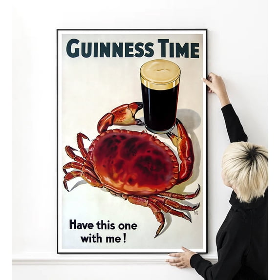 (Unframed)Guinness Time - Crab - Vintage Advertising High Quality Wall ...