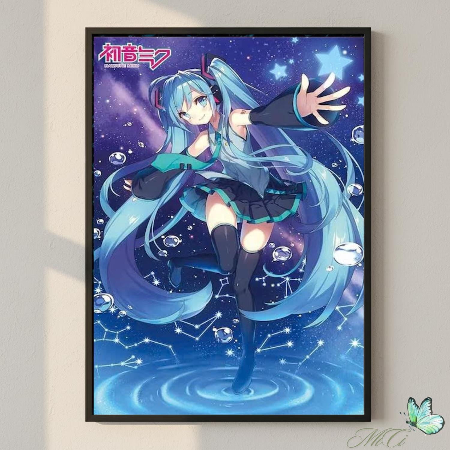 (Unframed) Hatsune Miku Anime Poster, Blue Galaxy Vocaloid Wall Art ...