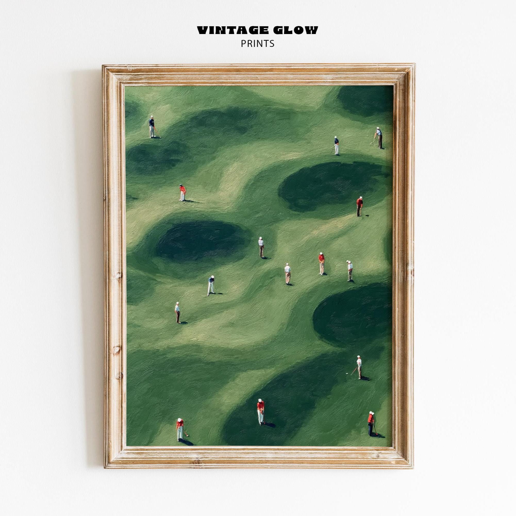 (Unframed) Minimalist Golf | Tiny Vintage Golfers | Green Sports Decor ...