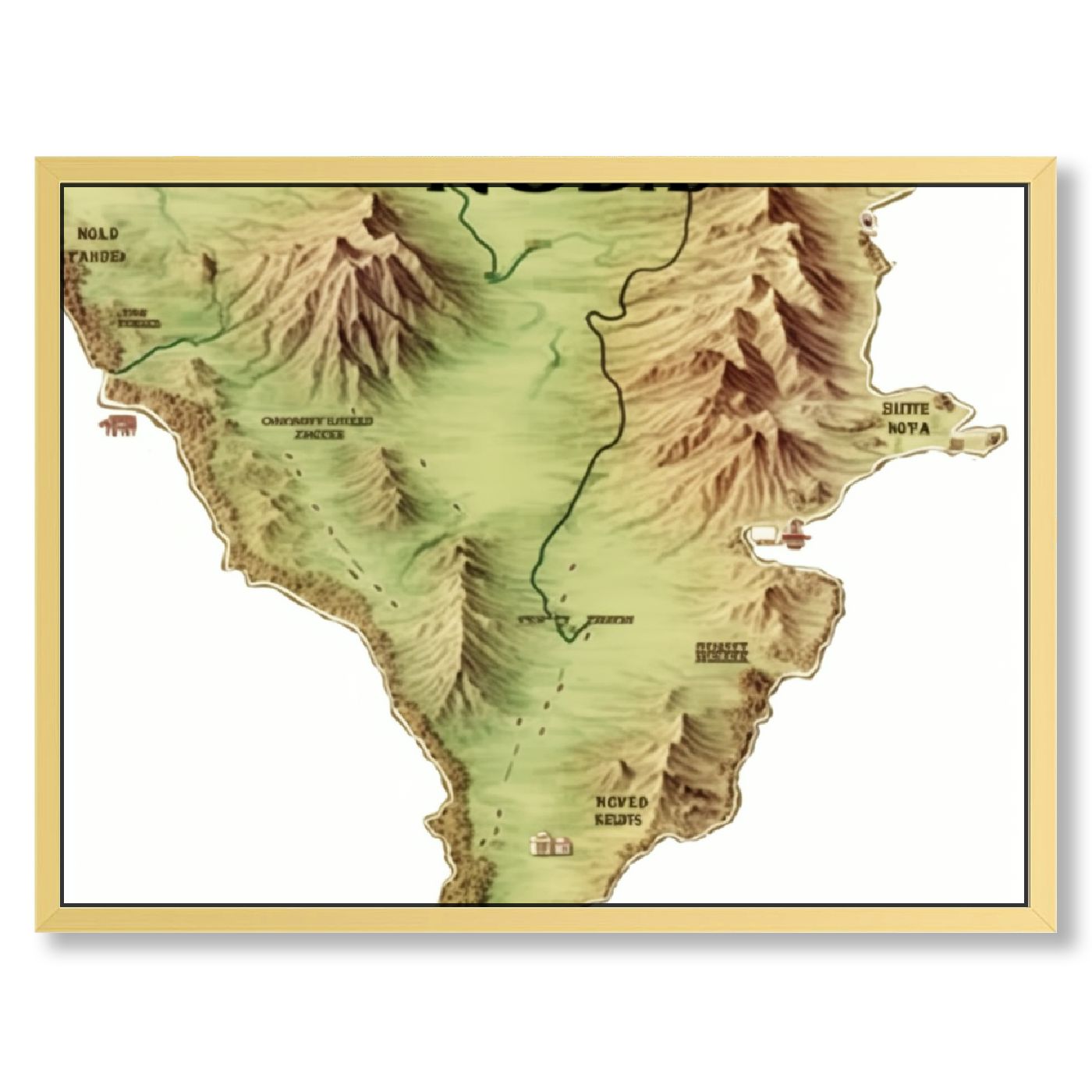 Unframed Nevada United States Topography Terrain Modern Relief Abstract ...