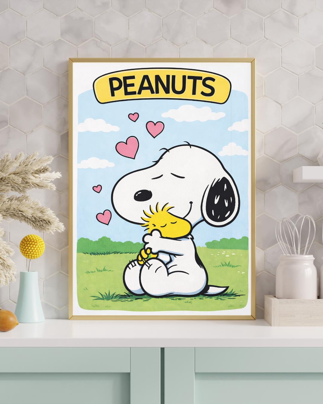 (Unframed) Peanuts Snoopy Hug Poster, Cute Cartoon Wall Art, Snoopy and ...