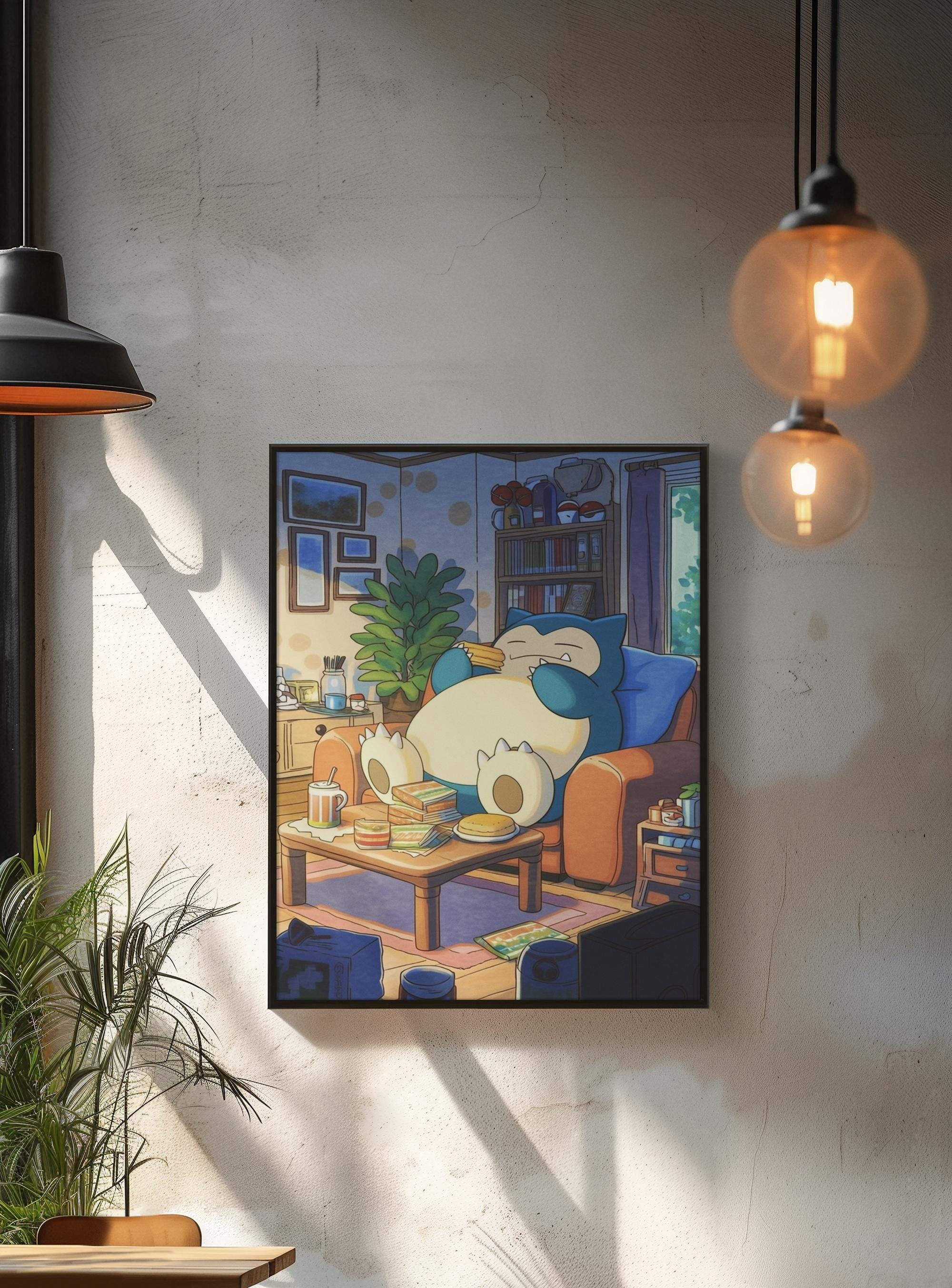 (Unframed) Pokem0n Snorlax eating poster,snorlax print,high quality ...