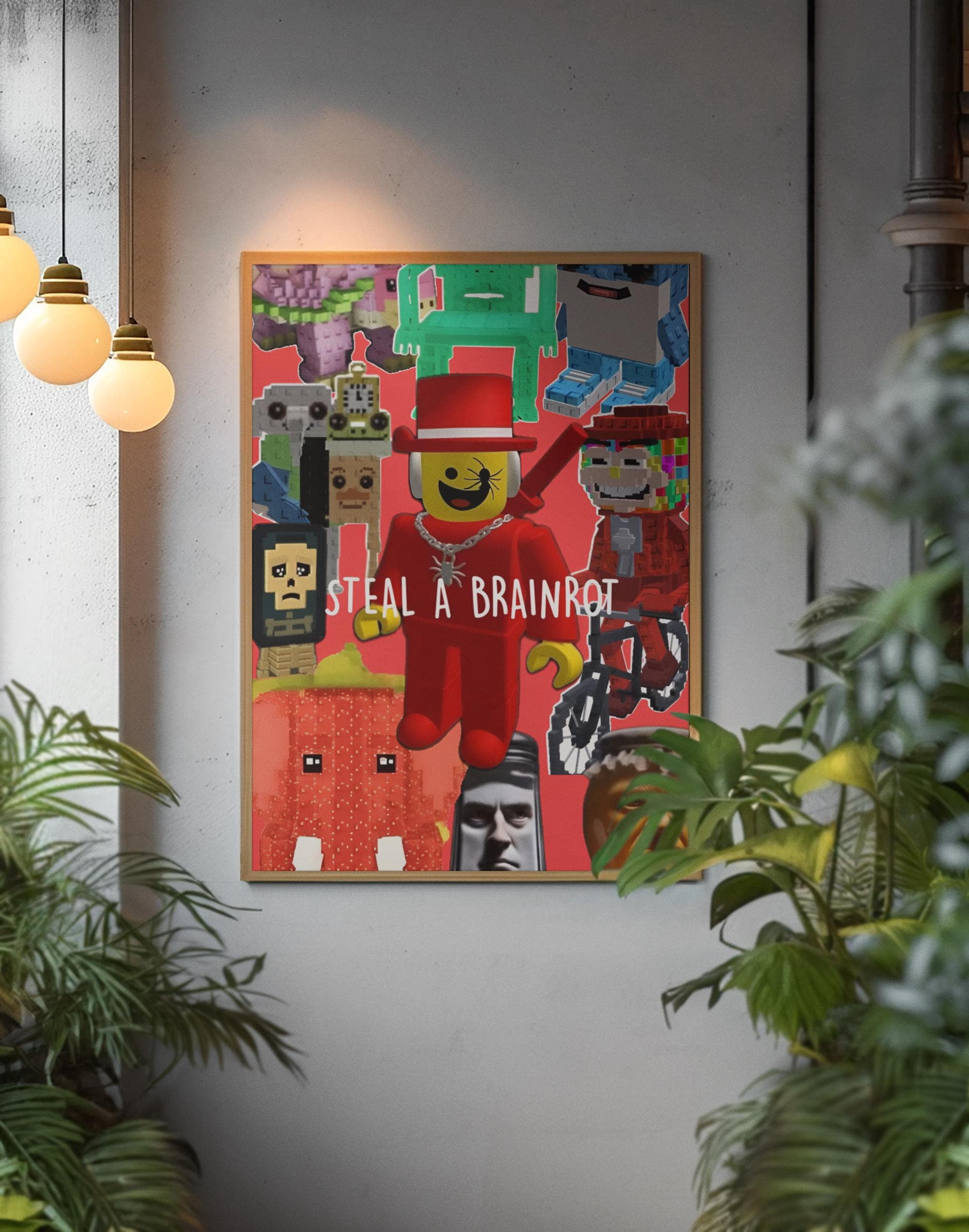 (Unframed) Roblox Brainrot Poster, Steal A Brainrot Wall Art, Gaming ...