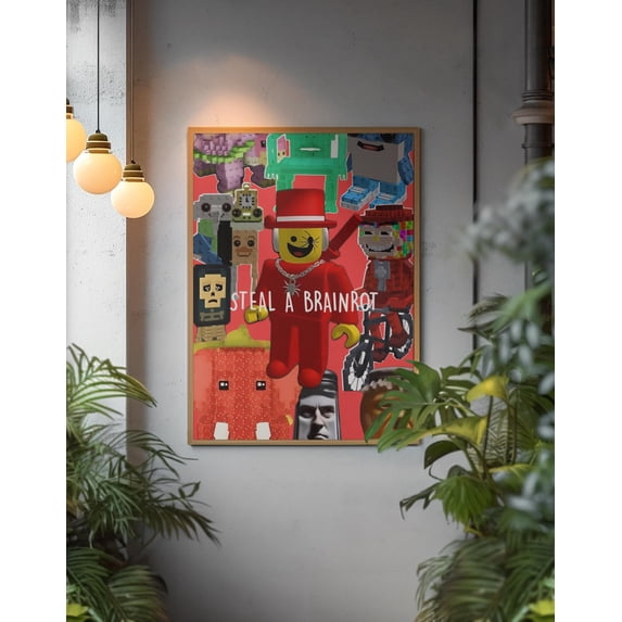 (Unframed) Roblox Brainrot Poster, Steal A Brainrot Wall Art, Gaming ...
