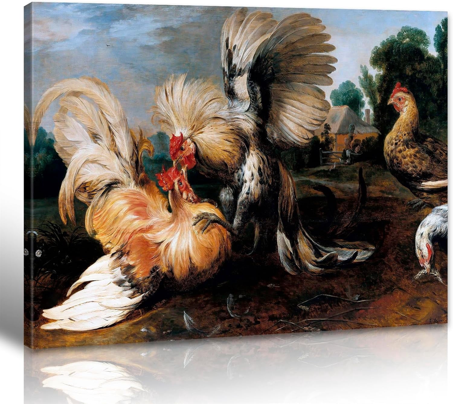 Unframed Rooster Wall Art Oil Painting - Farmhouse Kitchen Wall Decor ...