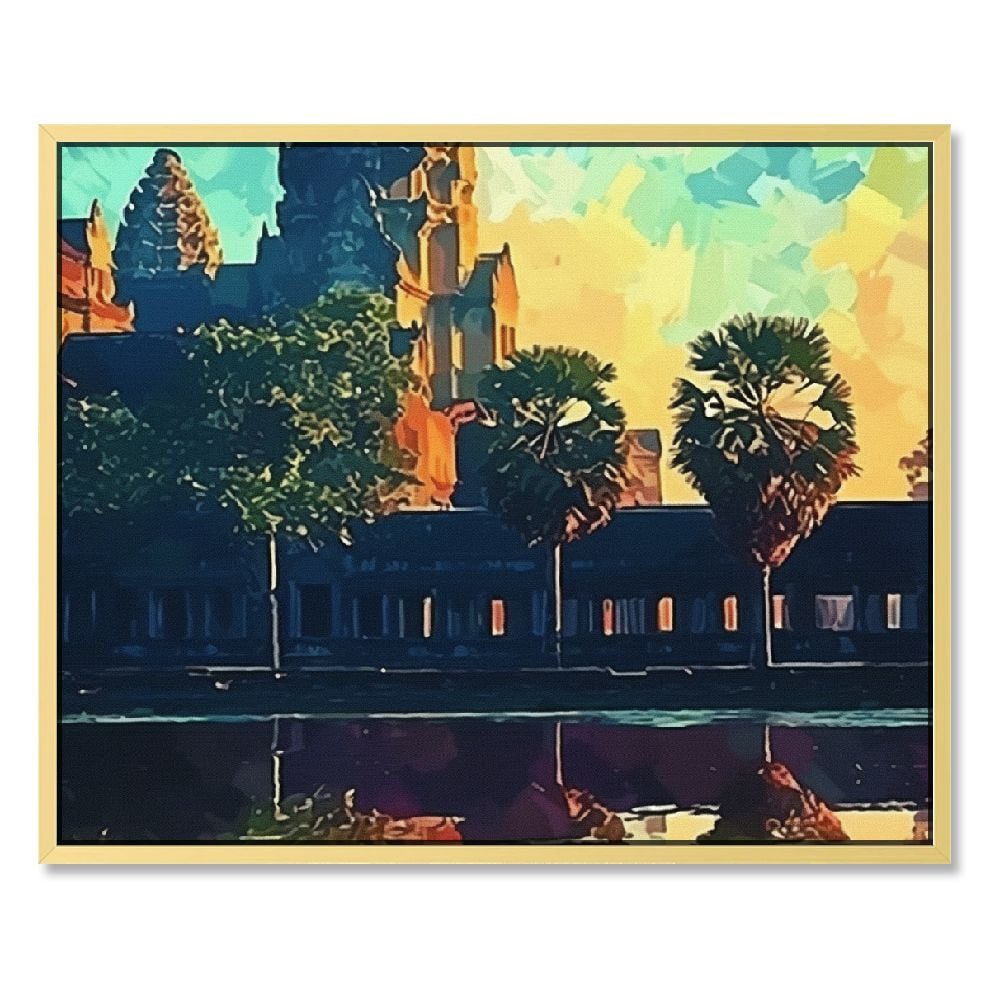 Unframed Starry Night Van Gogh Inspired Angkor Wat Temple Complex ...