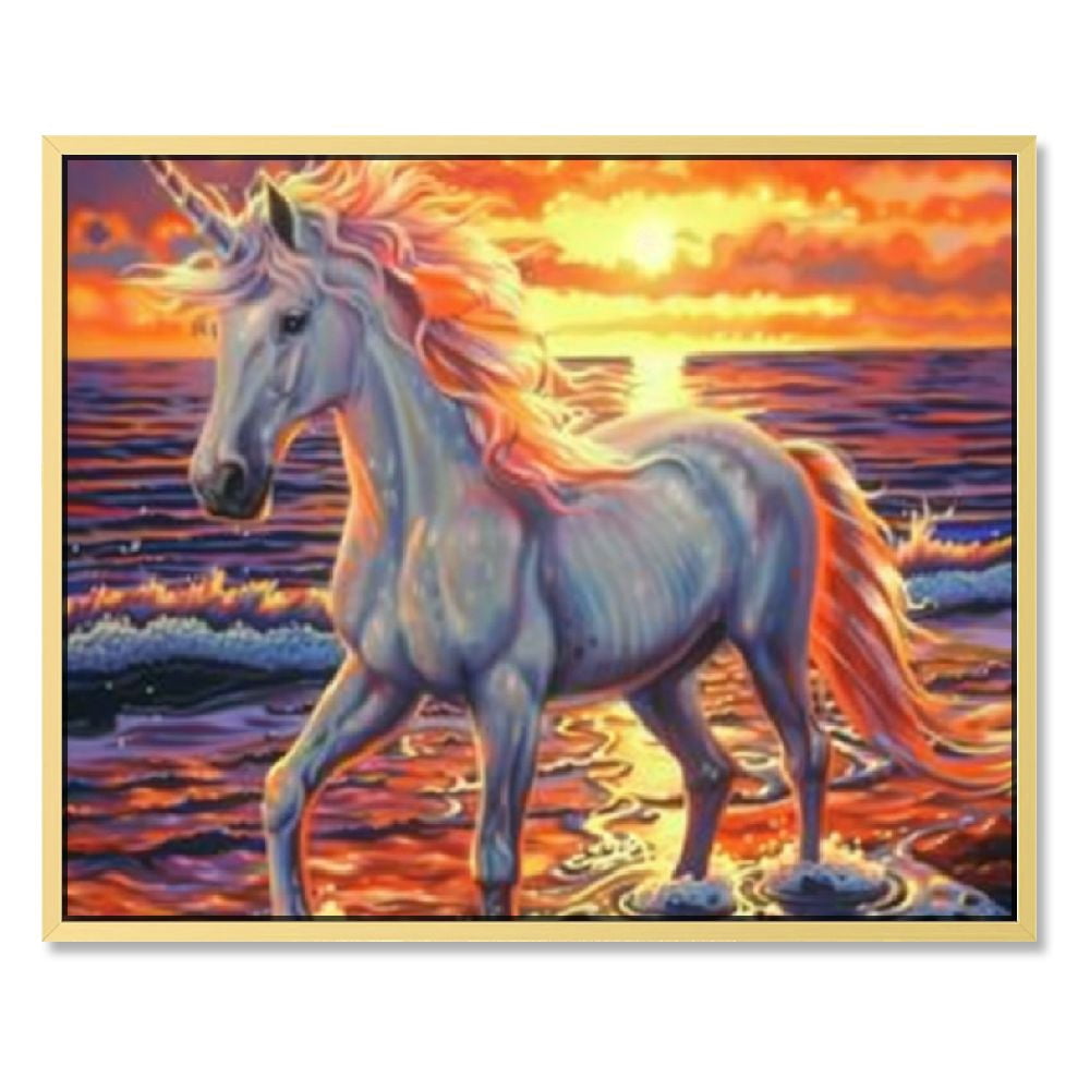Unframed Starry Night Van Gogh Inspired White Horse on the Beach ...