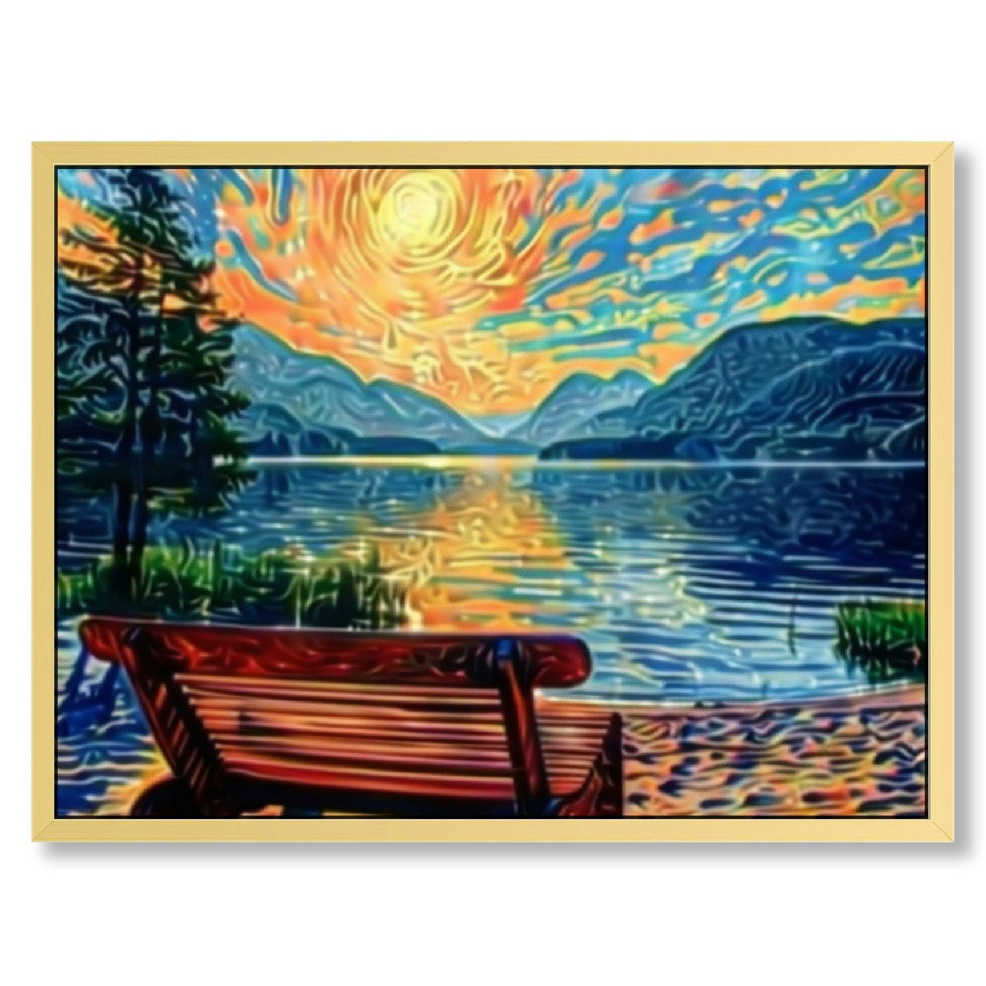 Unframed Starry Night Van Gogh Wooden Couch Chair Easy Afternoon Family ...