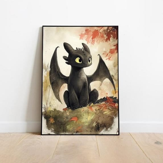 (Unframed) Toothless Dragon Art : Japanese-Style How to Train Your ...