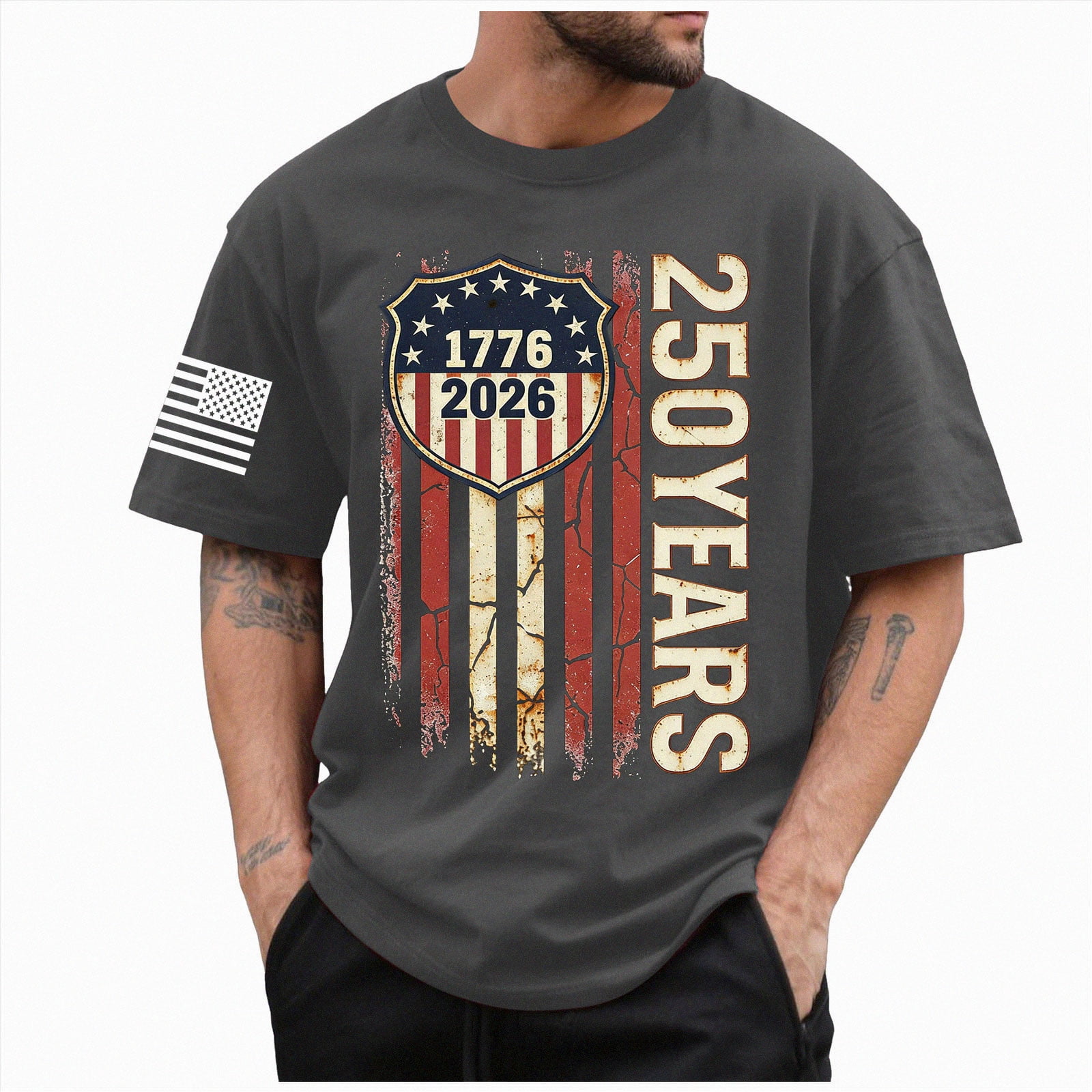 UngA 250 Years American Flag Shirts for Men 4th of July T Shirt 1776 ...