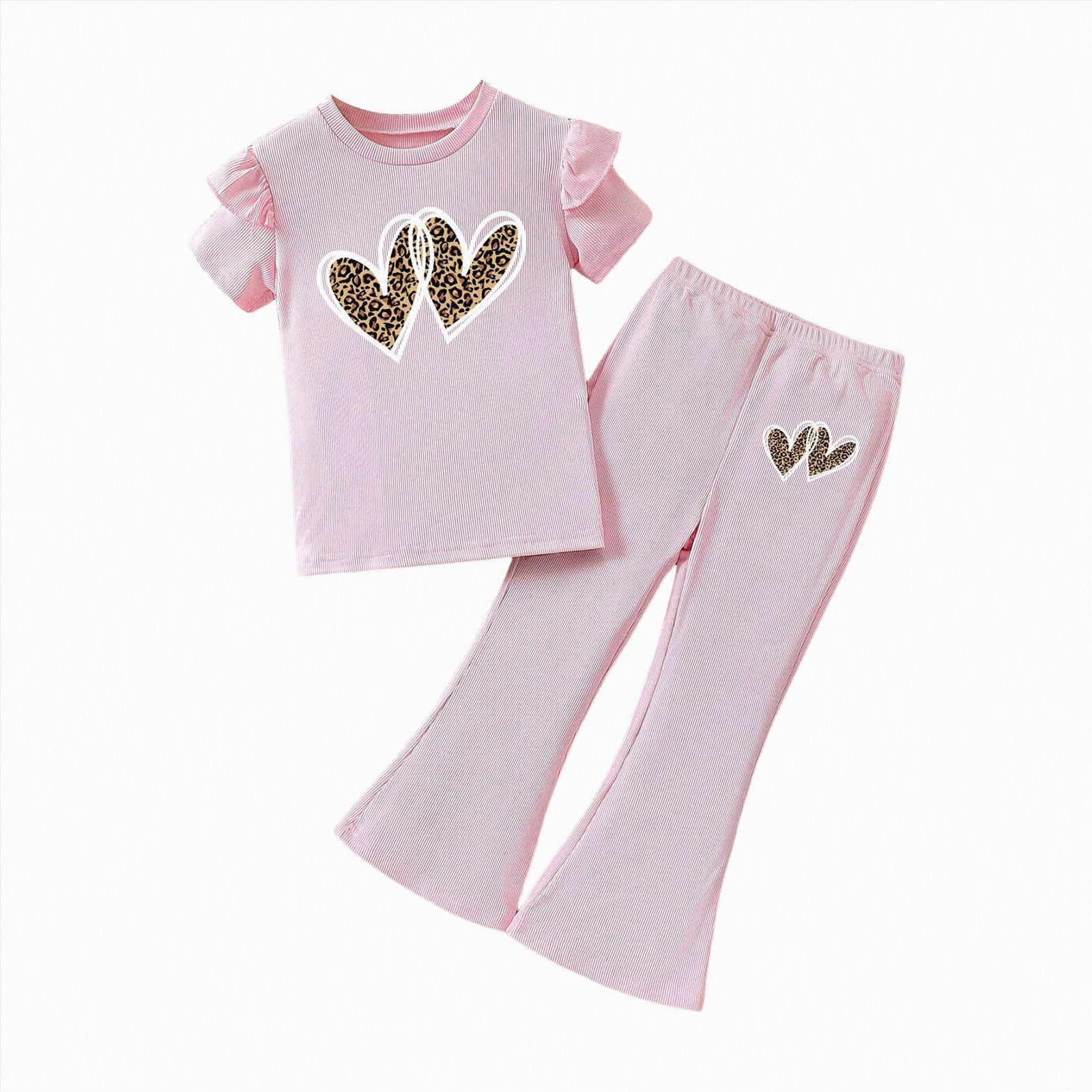 UngA Girl's 2 Piece Outfits Leopard Print Clothing Set Toddler Kids ...