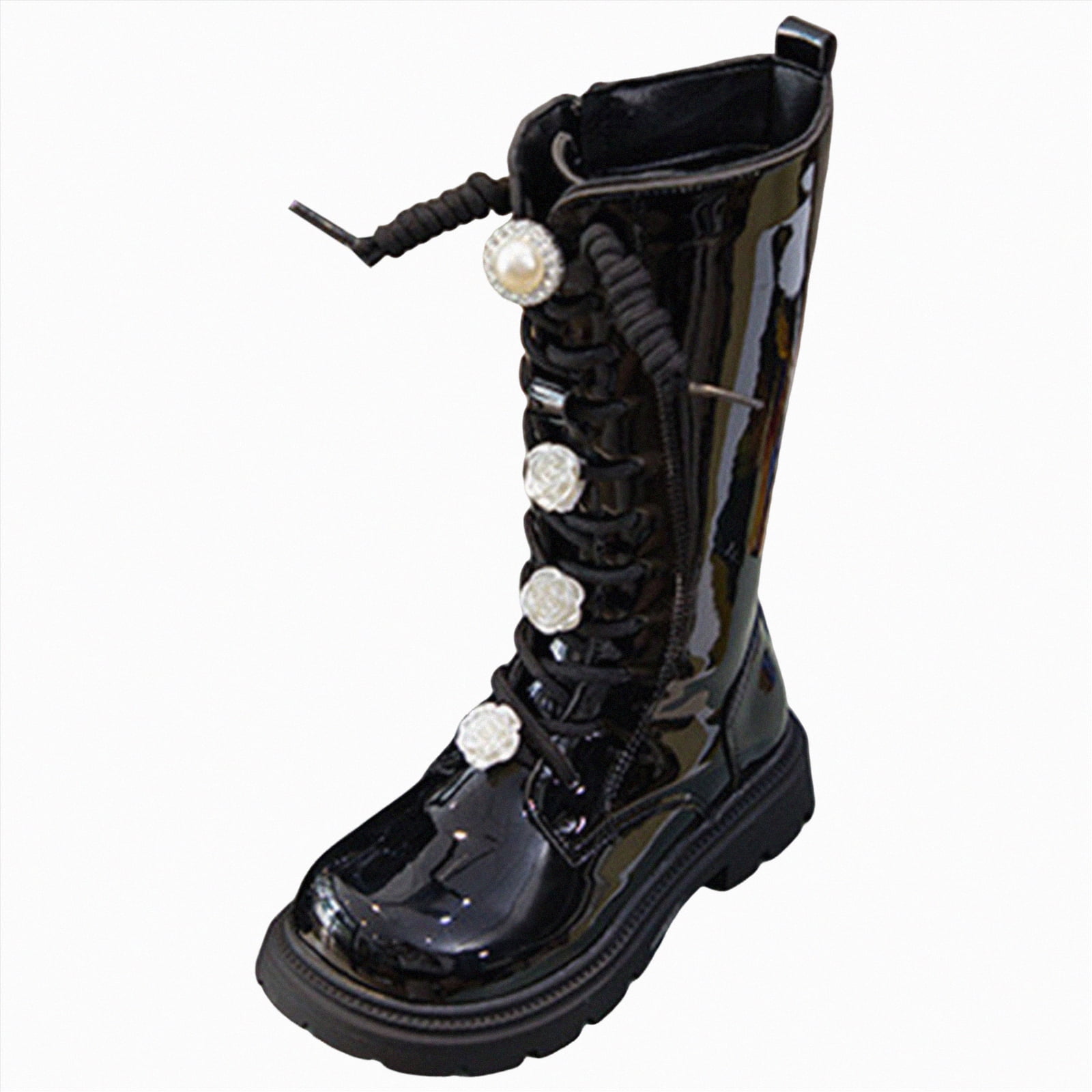 UngA Girls Combat Boots Fall Shoes Lace Up Mid Calf Boots Cute Boot Pu ...