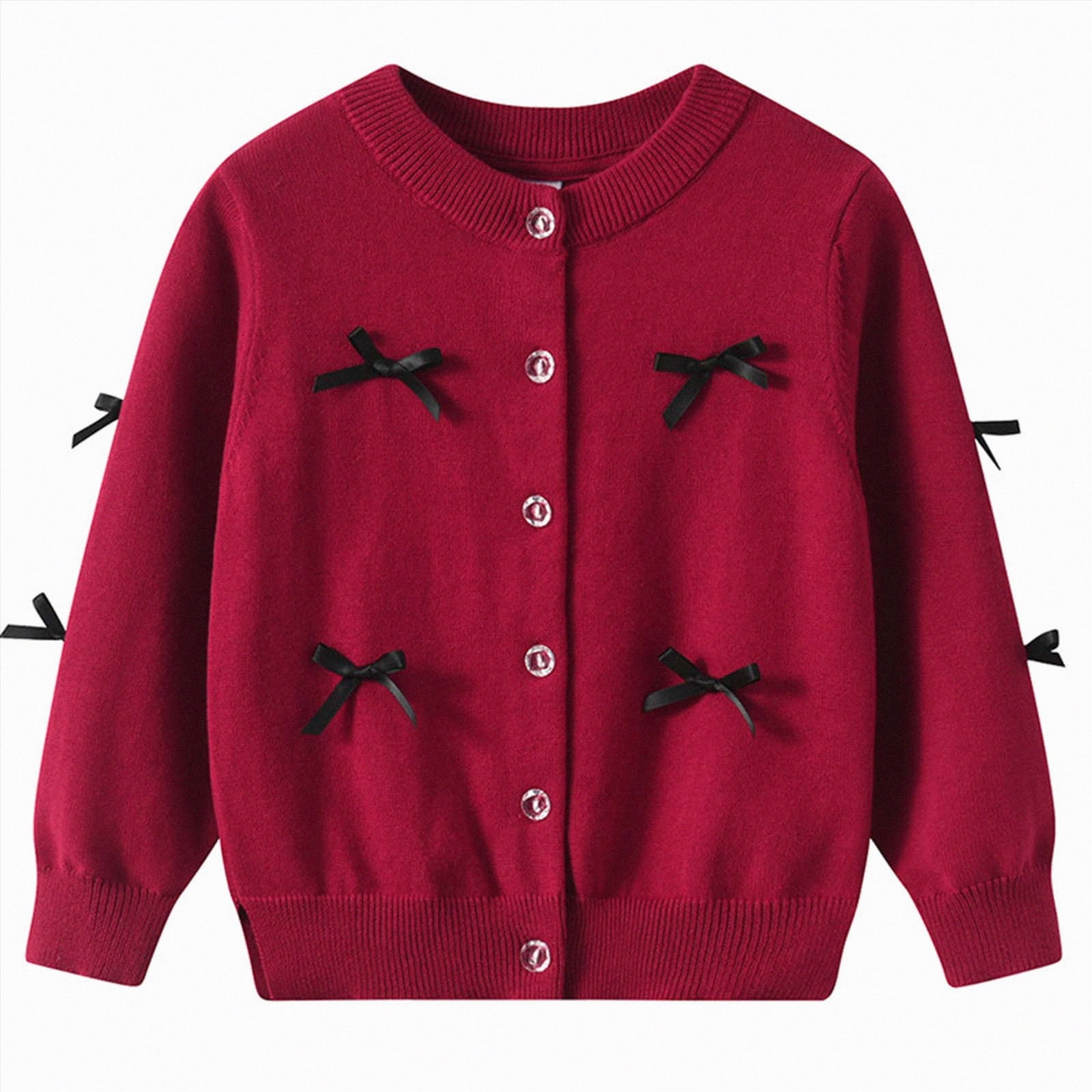 UngA Girls Crewneck Cardigan Long Sleeve Children Button Cotton Toddler ...