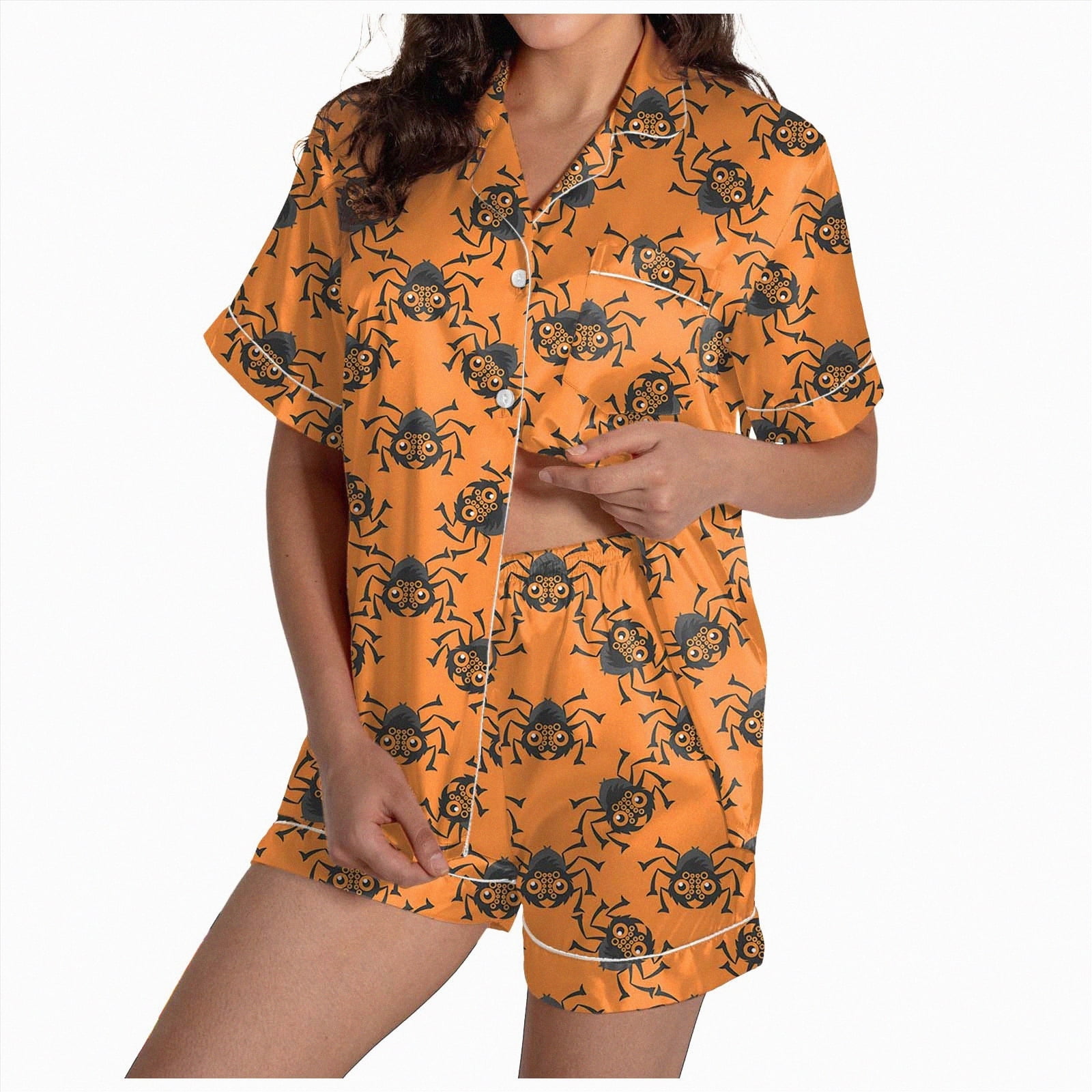 UngA Halloween Pajama Shorts Halloween Satin Pajamas Set for Women Cute ...