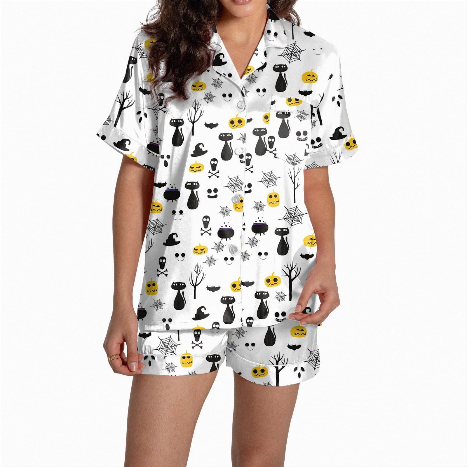UngA Spooky Pjs for Women Womens Halloween Pajamas Set Silk Ghost ...