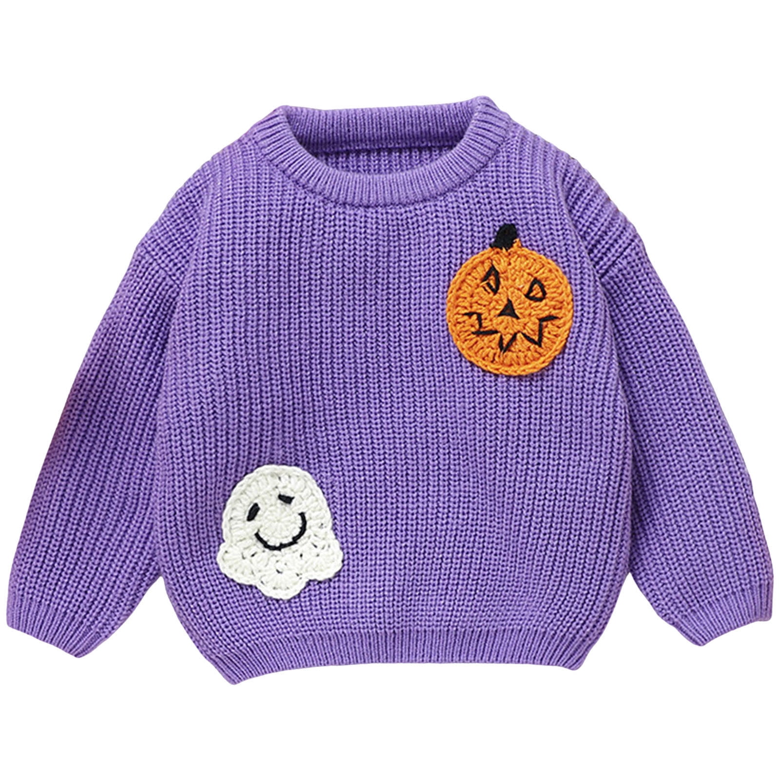 UngA Toddler Sweater Boy Baby Halloween Sweater Pumpkin Print Long Sleeve Crewneck Embroidery ...