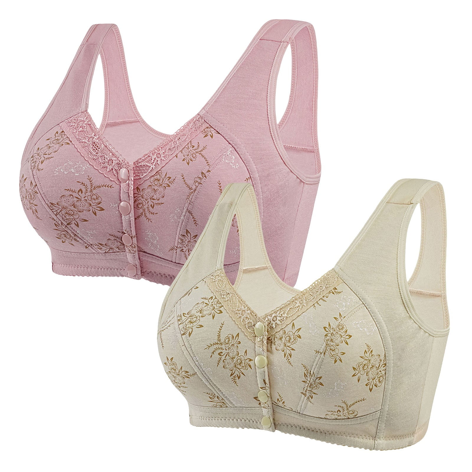 UngA Wireless Seamless Bras for Women Front Button Closure Bras Older ...