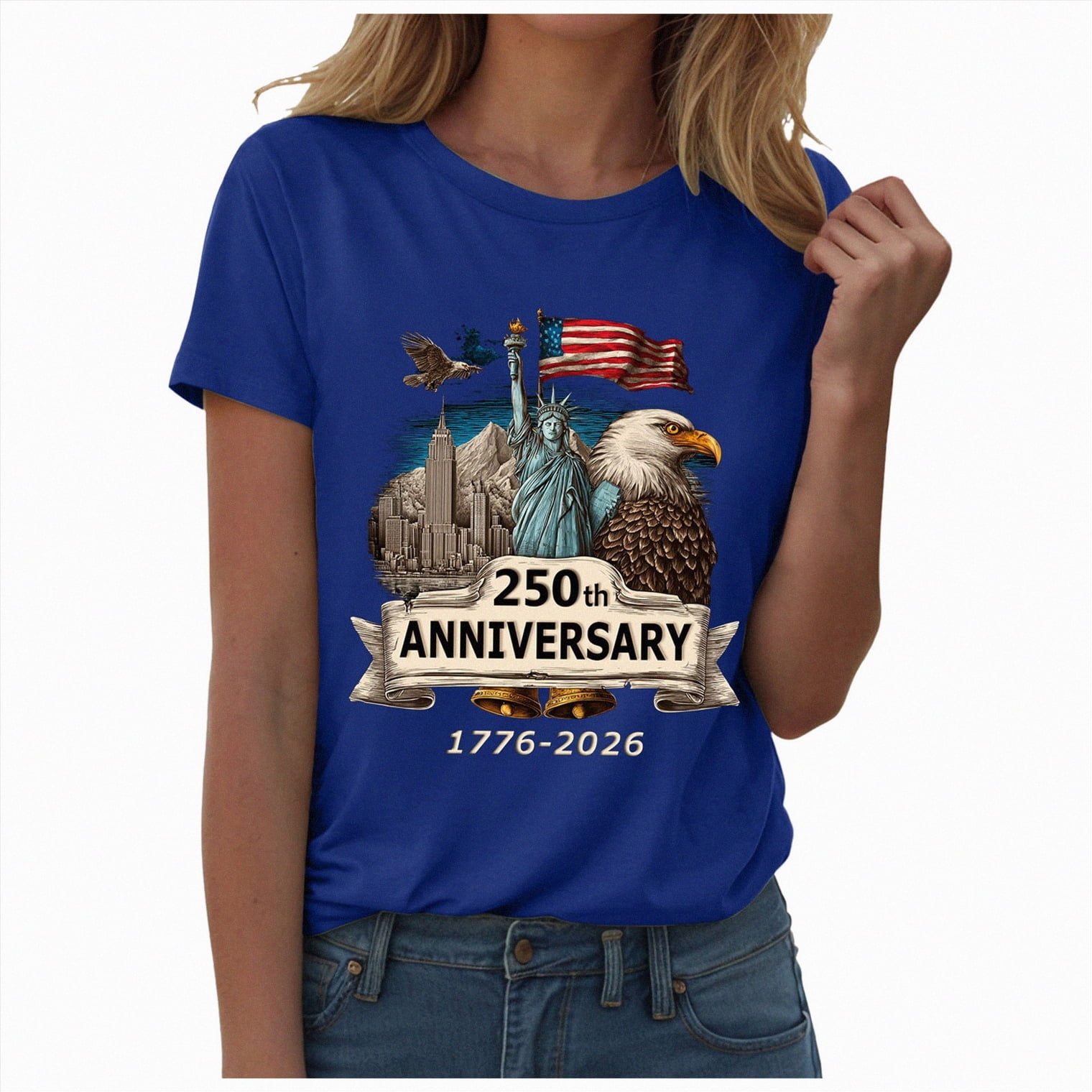 UngA Women's 250Th Anniversary Print T-Shirt United States 250Th ...