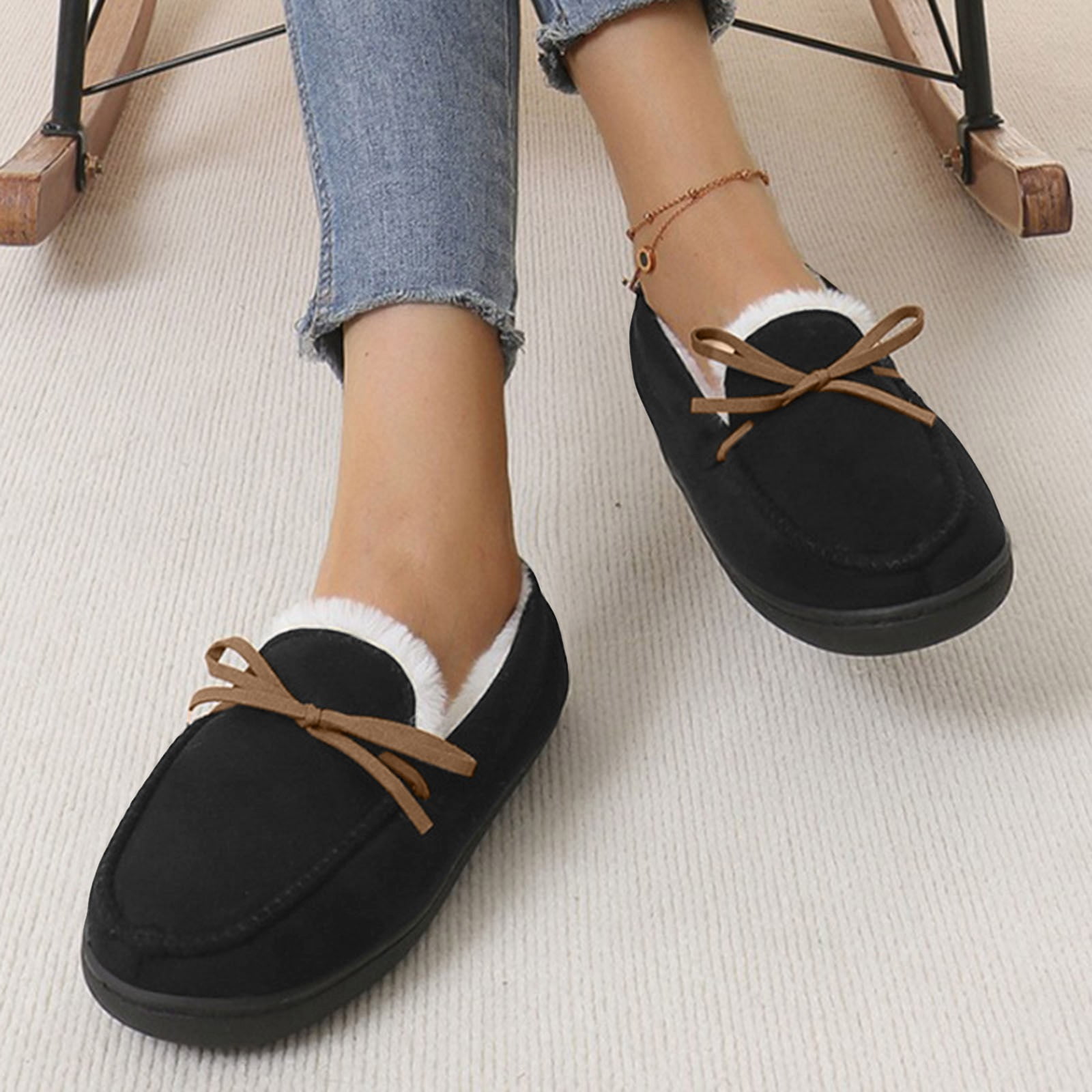 UngA Women's House Slippers Indoor Outdoor Moccasin Fuzzy Fluffy Furry ...