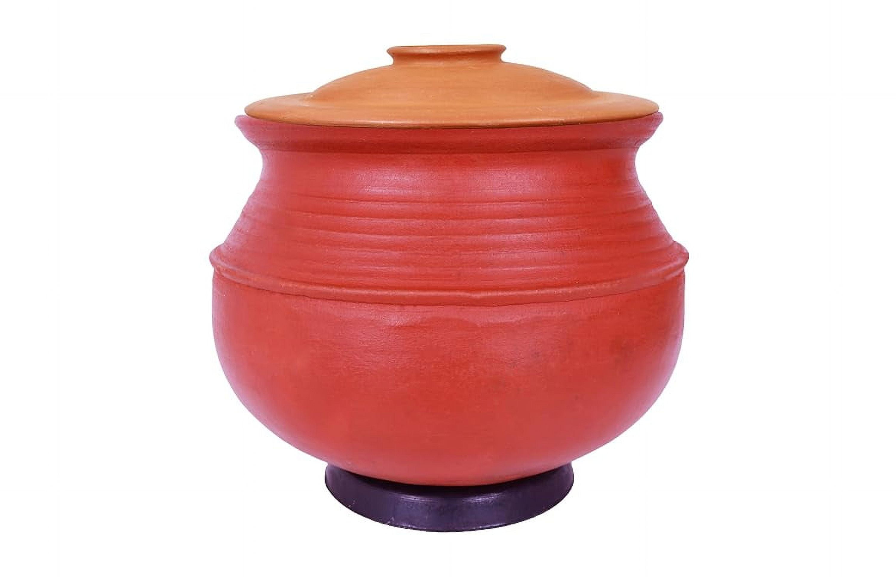 Unglazed Clay Handi Or Earthen Pots For Cooking With Lid - Red, 5 ...