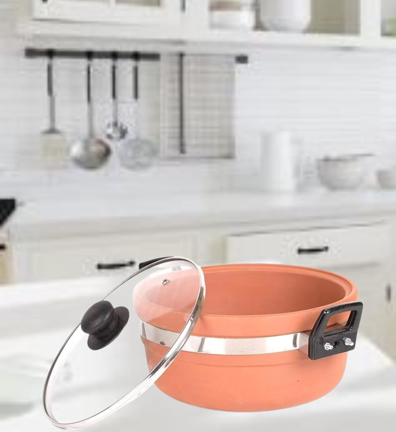 Unglazed Earthenware Clay Kadhai With Lid - Reddish Brown, 1.5 Liters | Kitchenware Clay Cooking ...