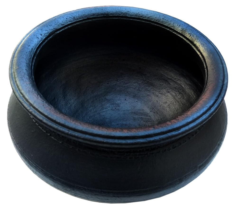 Unglazed & Uncoated Potter Wheel Handi For Cooking & Serving - Black, 2 ...
