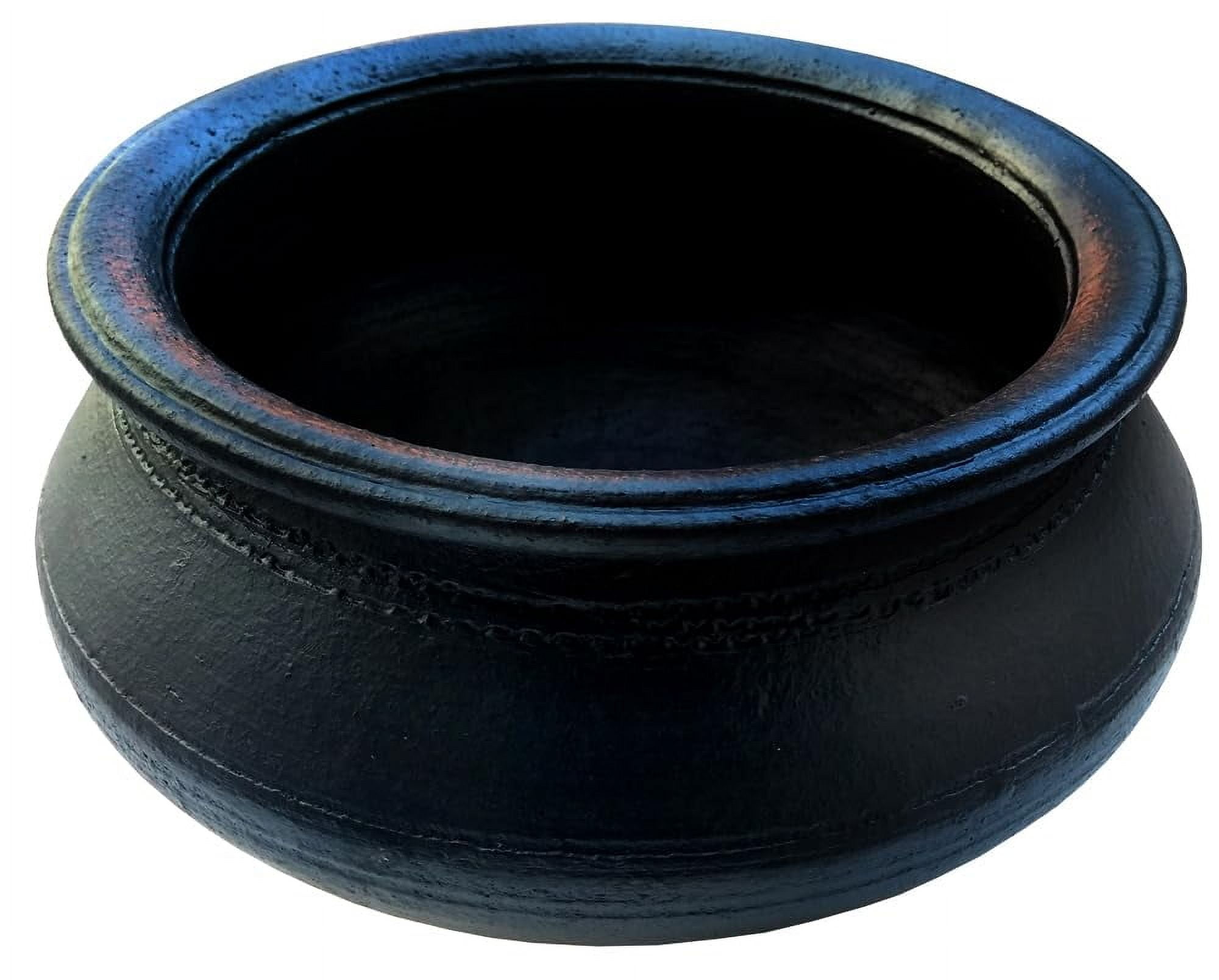Unglazed & Uncoated Potter Wheel Handi For Cooking & Serving - Black, 3 ...