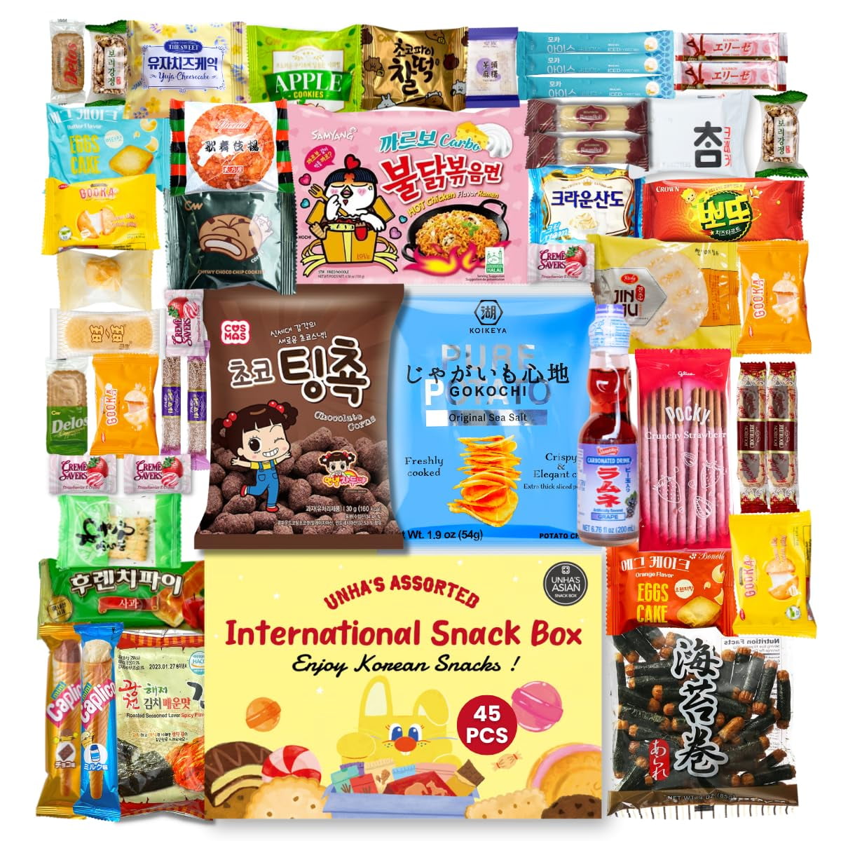 Unha’s Japanese, Korean & TGF4 International Snack Box - 45 Count ...