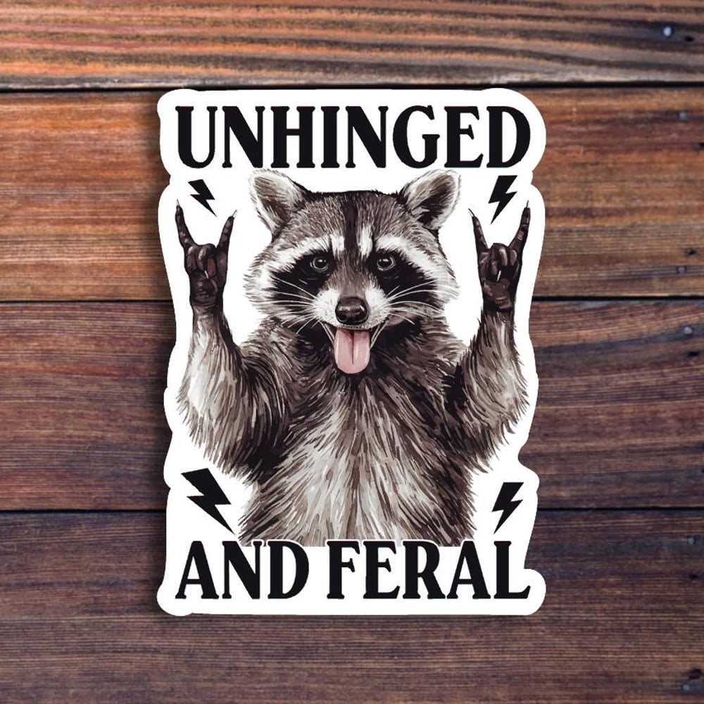 Unhinged And Feral Sticker, Rock'N Feral Possum Sticker, Vintage Feral ...