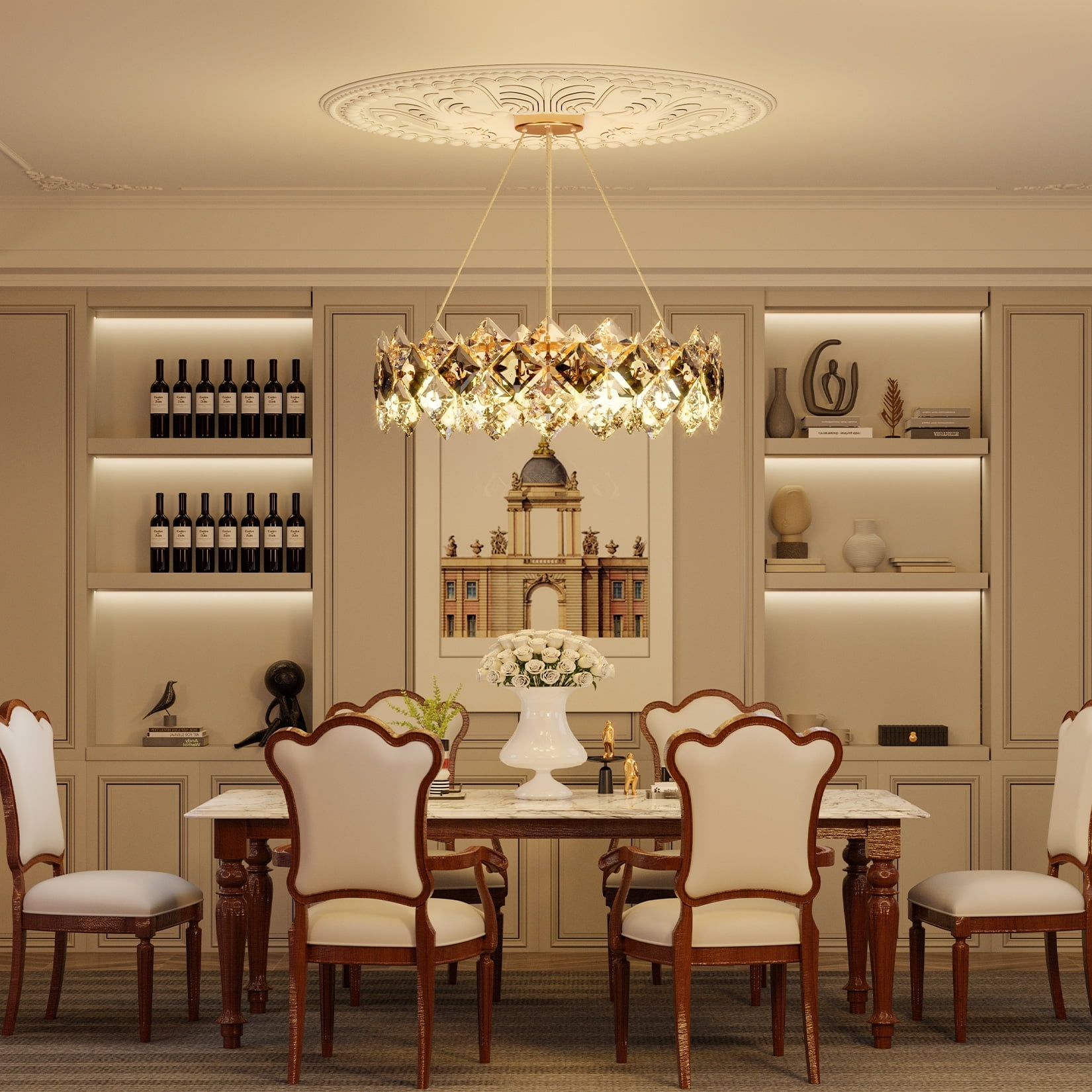 Unho Crystal Convertible Chandelier Light with 3 Colors 31.49x13.78 ...