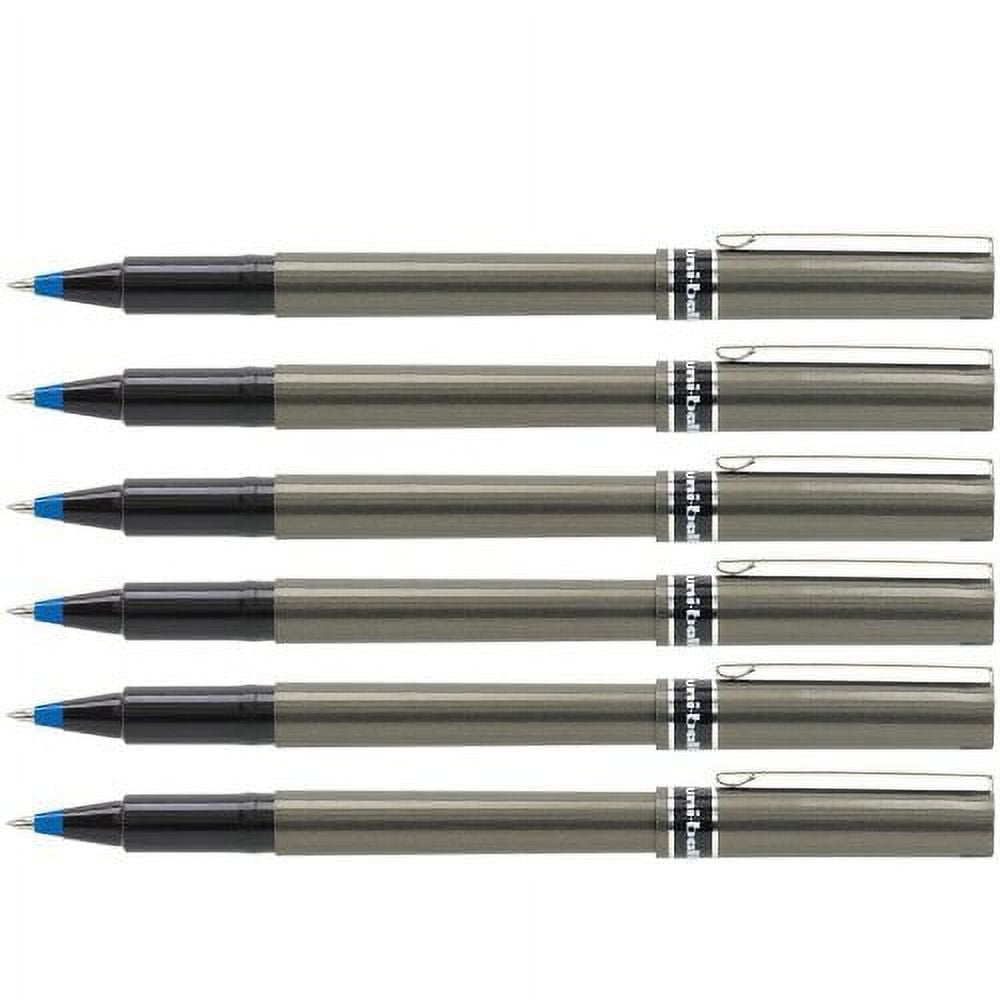 Uni-Ball Deluxe Rollerball Pen 0.5 mm Point Blue Ink Gray Barrel, 6 ...