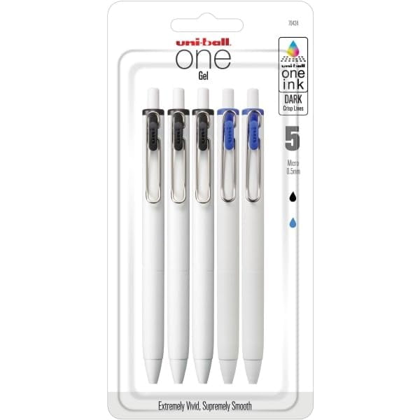 Uni-Ball® One Retractable Gel Pens, Micro Point, 0.5 mm, White Barrel ...