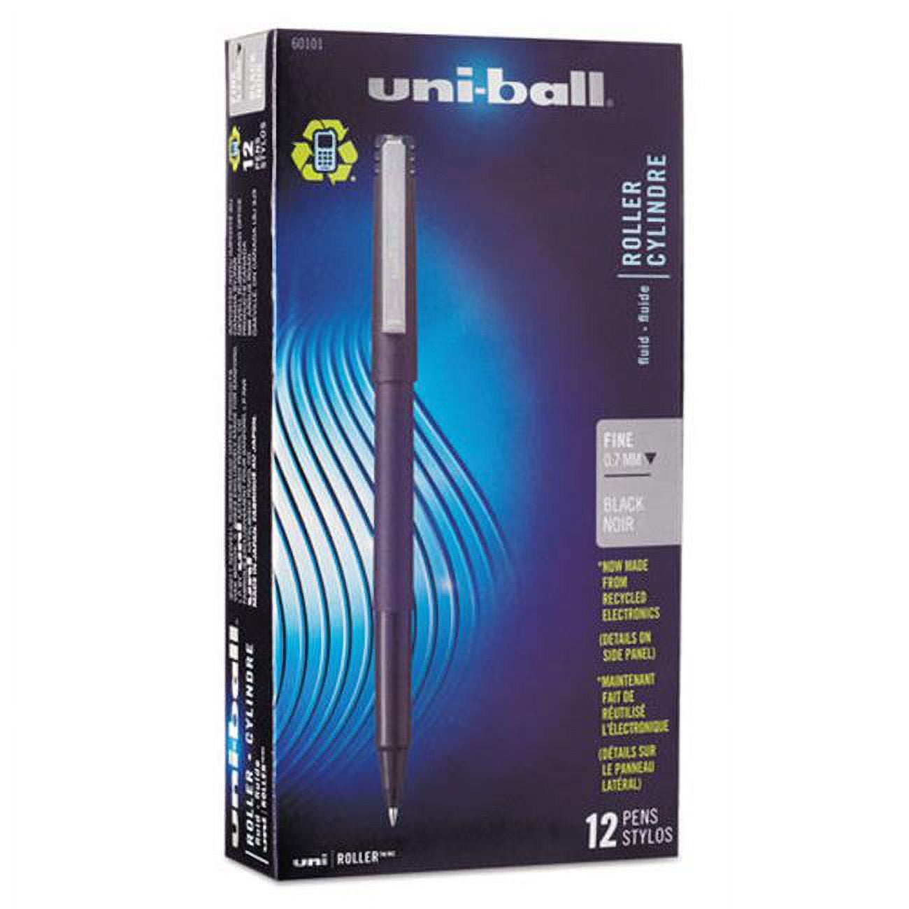 Uni-Ball UBC 0.7 mm Fine Black Ink Black Matte Barrel Stick Roller Ball ...
