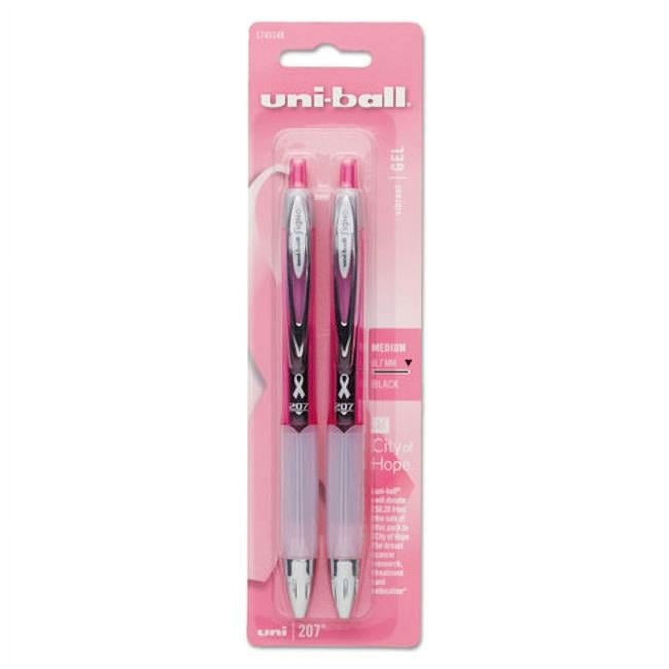 Uni-Ball UBC 0.7 mm Medium Black Ink Pink Barrel Signo 207 Retractable ...