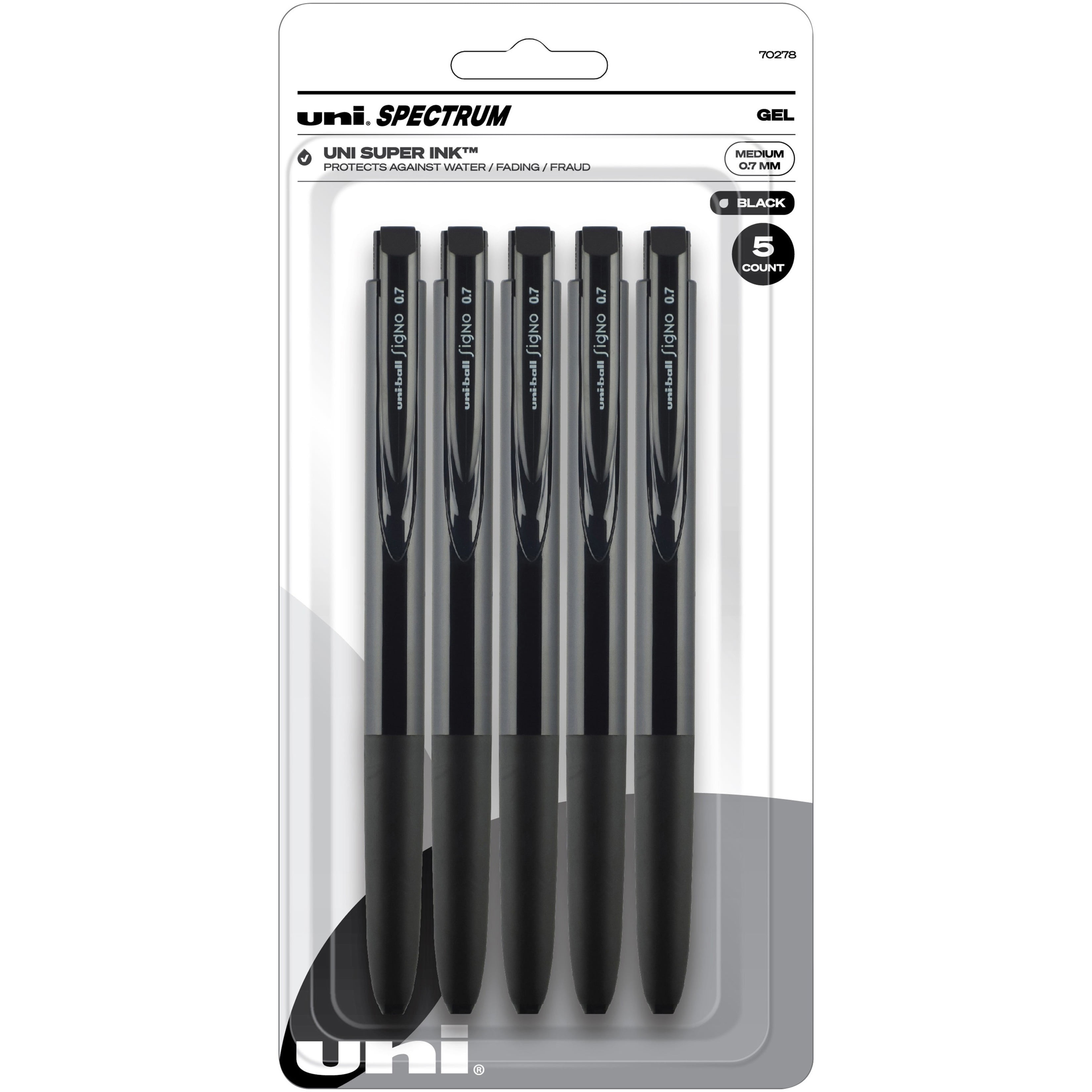 Uni-Ball UBC70278 0.7 mm Spectrum Gel Pen, Black - Pack of 5 - Walmart.com